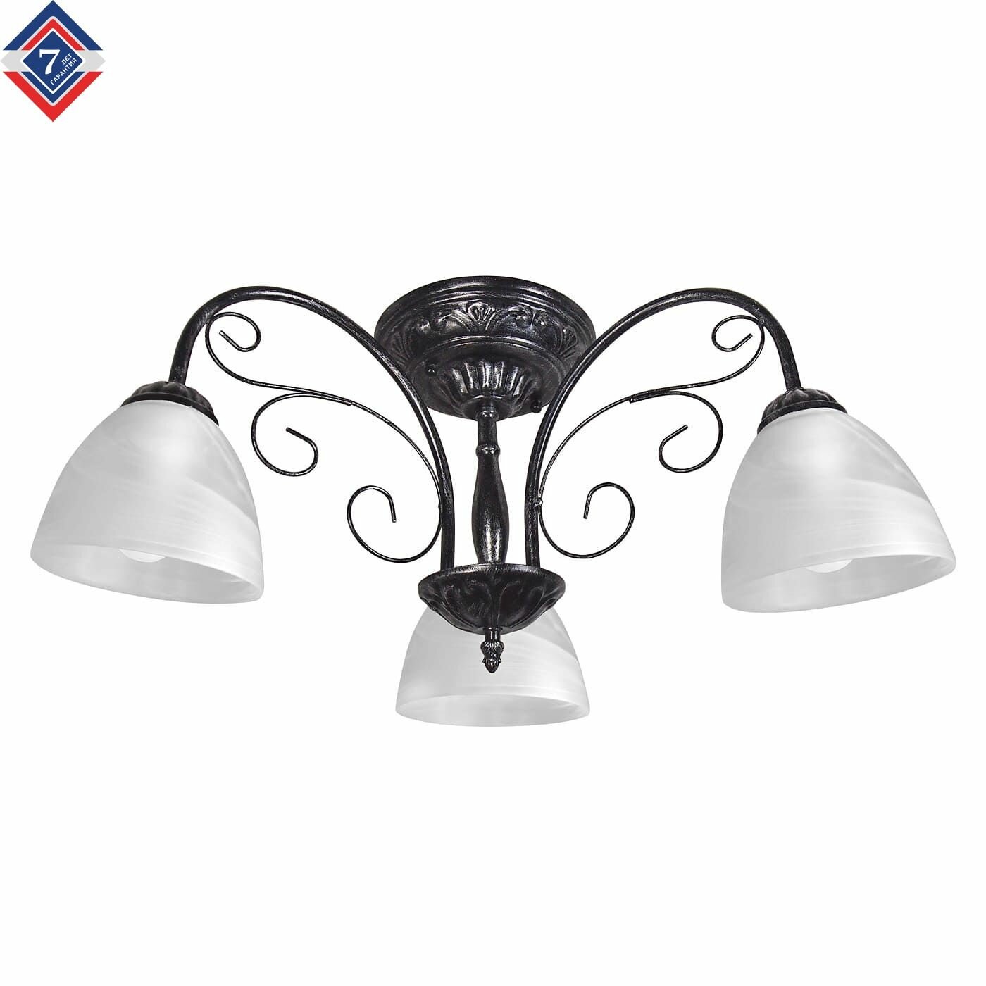 Люстра потолочная 3 плафона черная серебро S2500-3 Петрасвет Россия