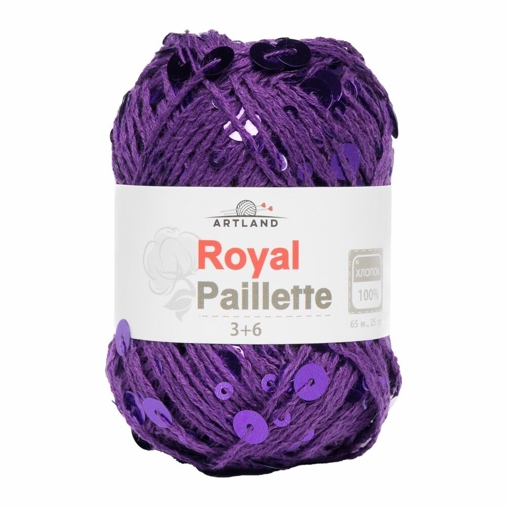Пряжа для вязания Artland Royal Paillette 21224 фиолетовый 1 моток 25 гр/65 м 100% хлопок