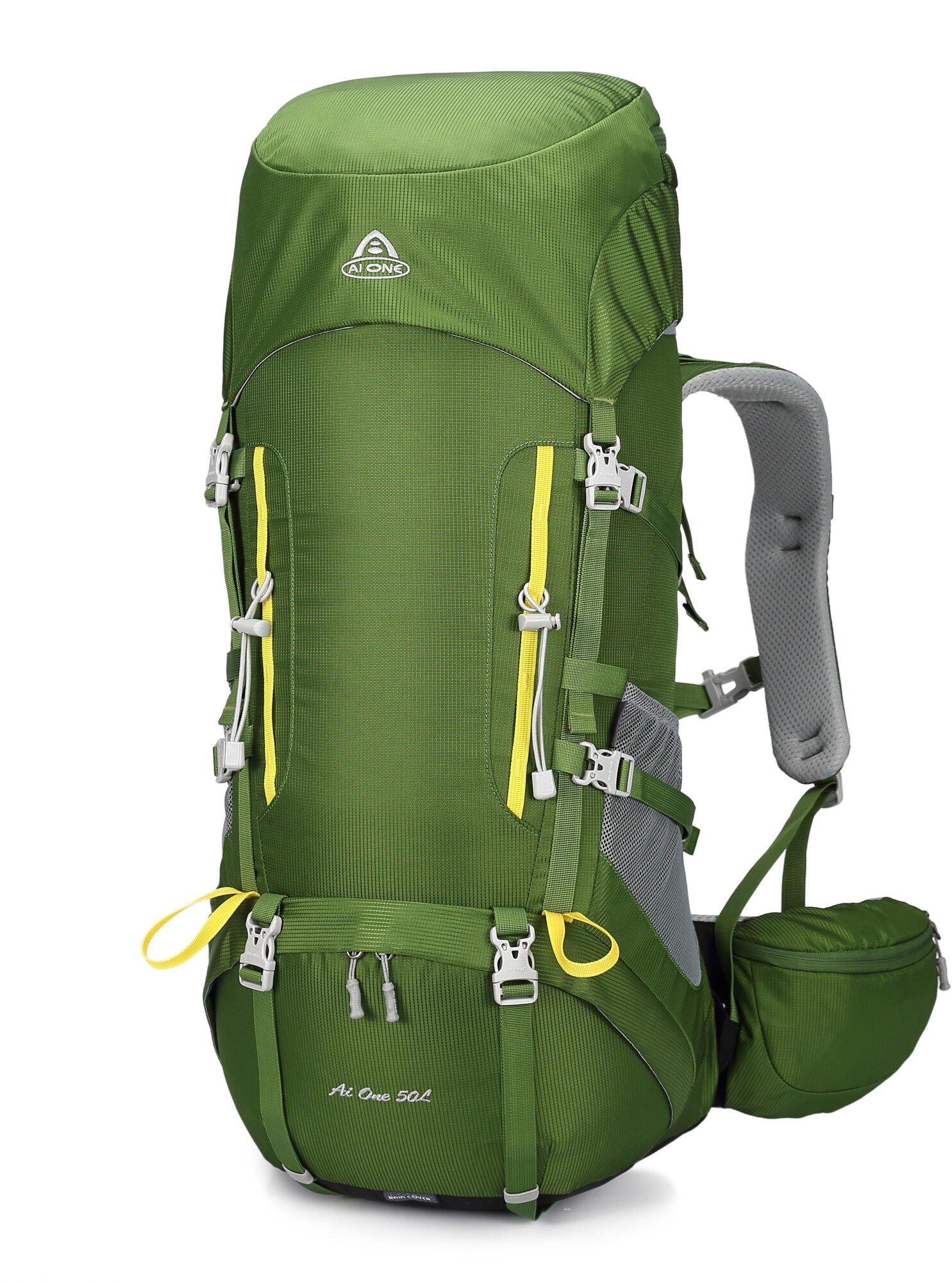 Рюкзак Ai-one 8197 50л Dark green，Туристический рюкзак с мощным поясным ремнем