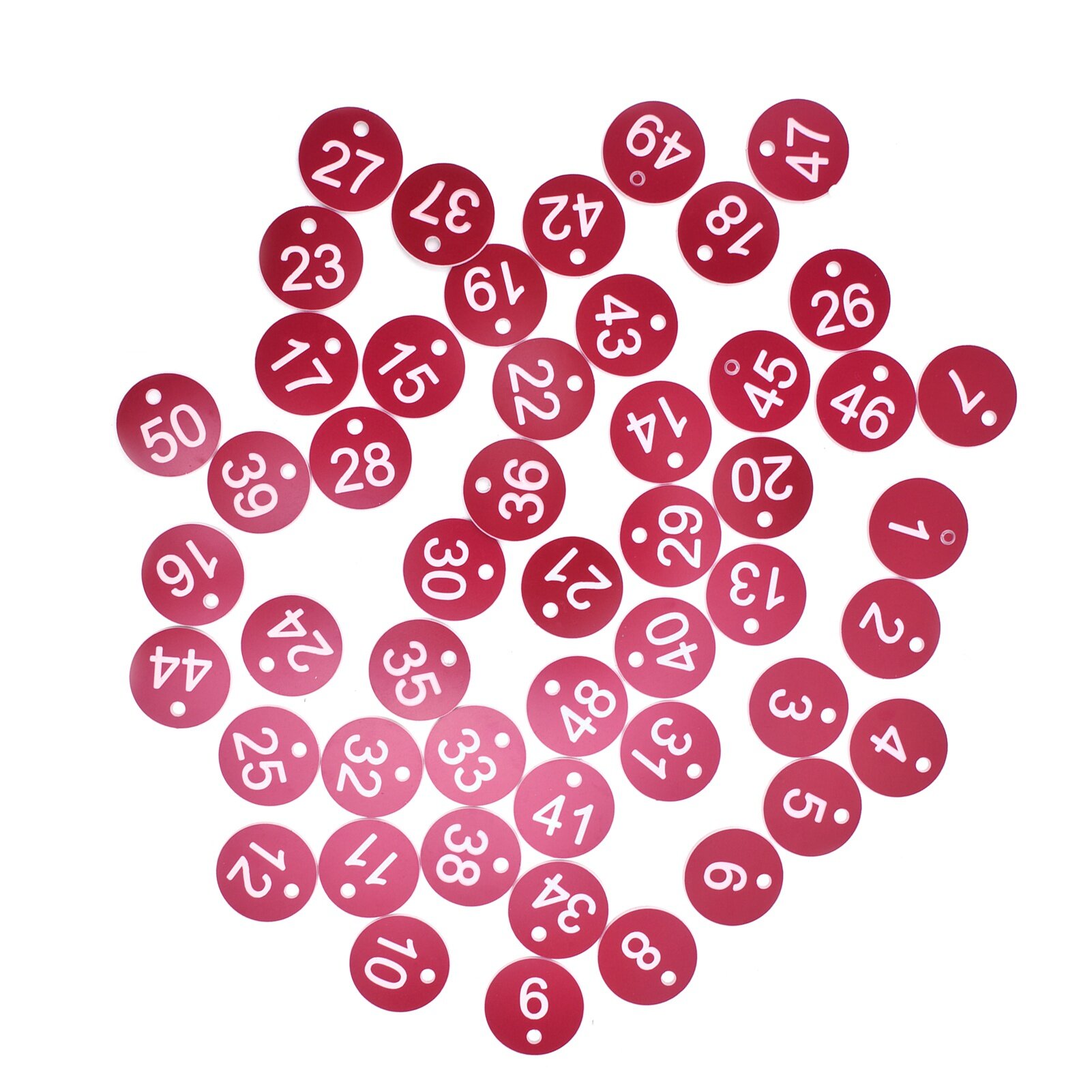 50 шт. пронумерованные бирки для скота и пчеловодства, красные номера 1-50