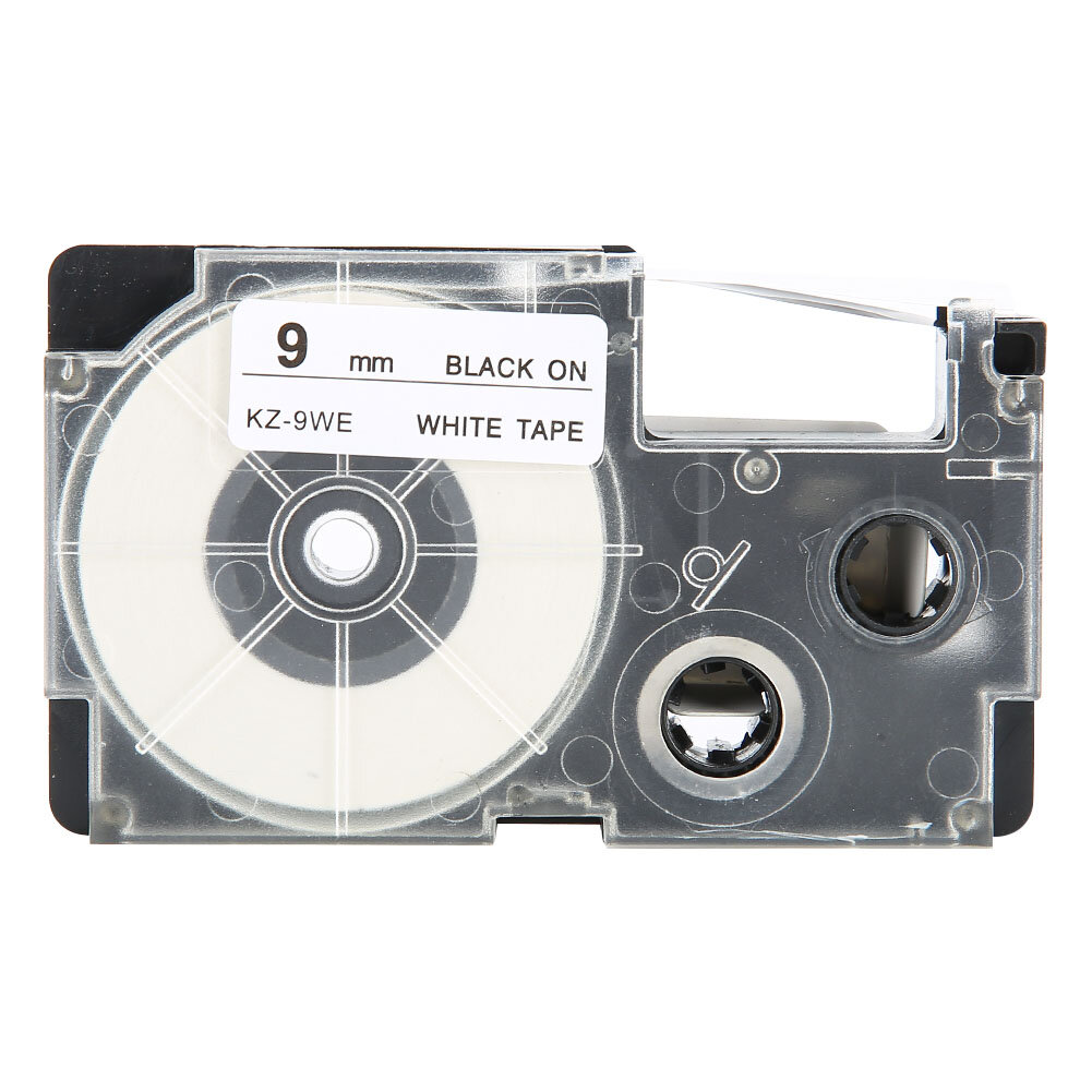 Картридж с лентой 9 мм для принтера этикеток Casio KL-60/120/170/780/820 CW L300 (черный на белом).