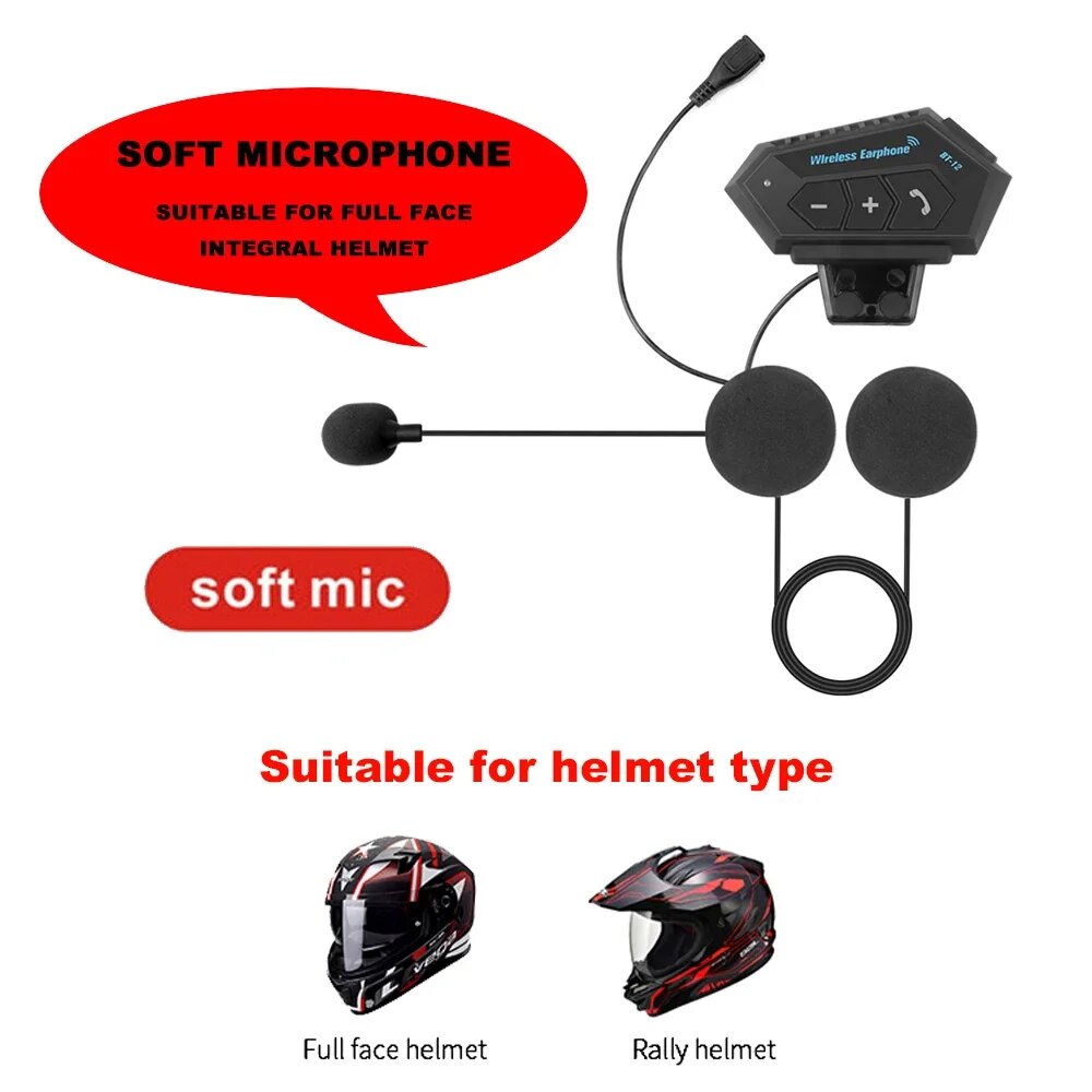 Bluetooth-гарнитура для мотошлема с мягким микрофоном