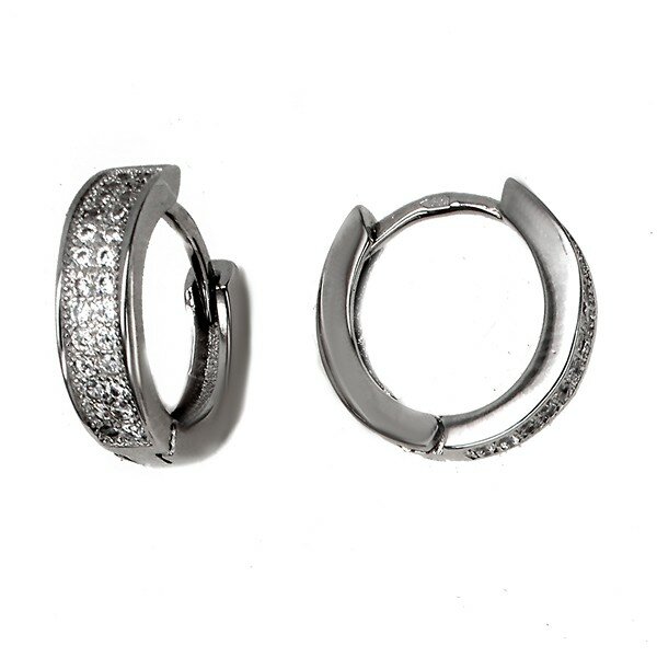 Серьги, серебро, 925 проба, родирование, фианит