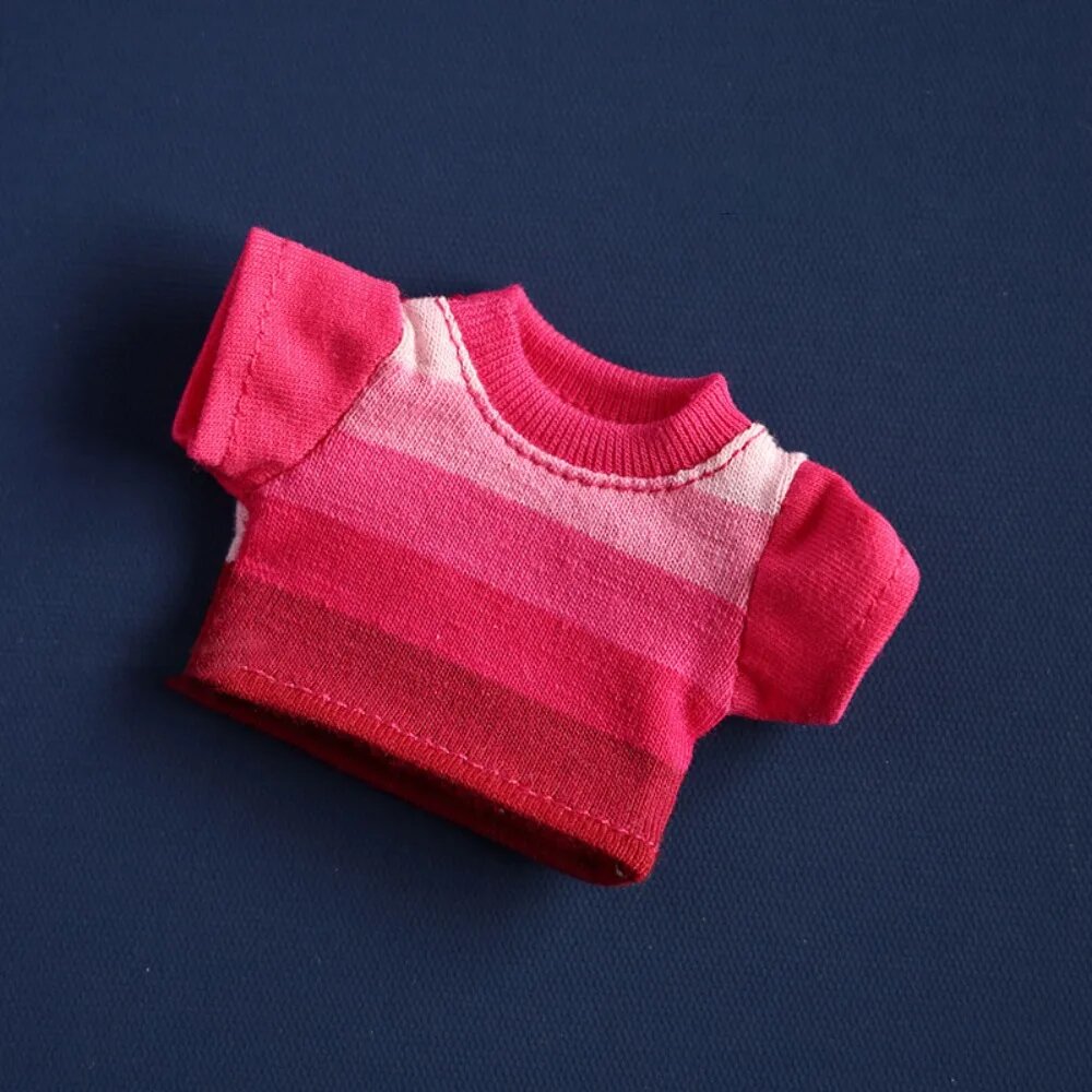 Хлопковая футболка для куклы 10см Yellow Green Orange Pink Rose Red Розовый, Rose Red