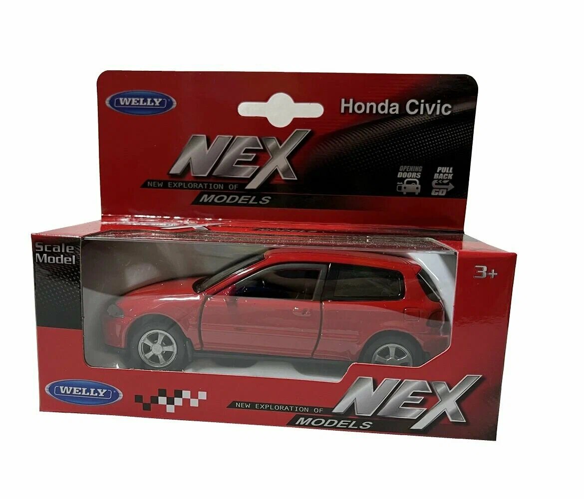 Игрушка Welly, модель машины 1:38 с пруж. мех, Honda CIVIC EG6, цвет красный 43813W