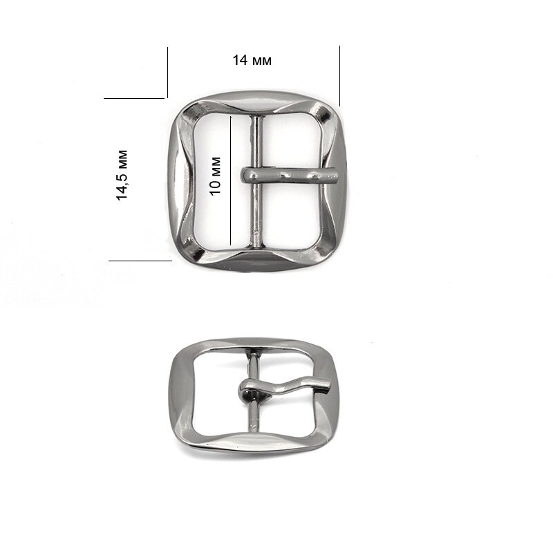 Пряжка металлическая TBY 14х14,5 мм, внутри 10 мм, темный никель, 20 шт (TBY.1667. Тник.20)