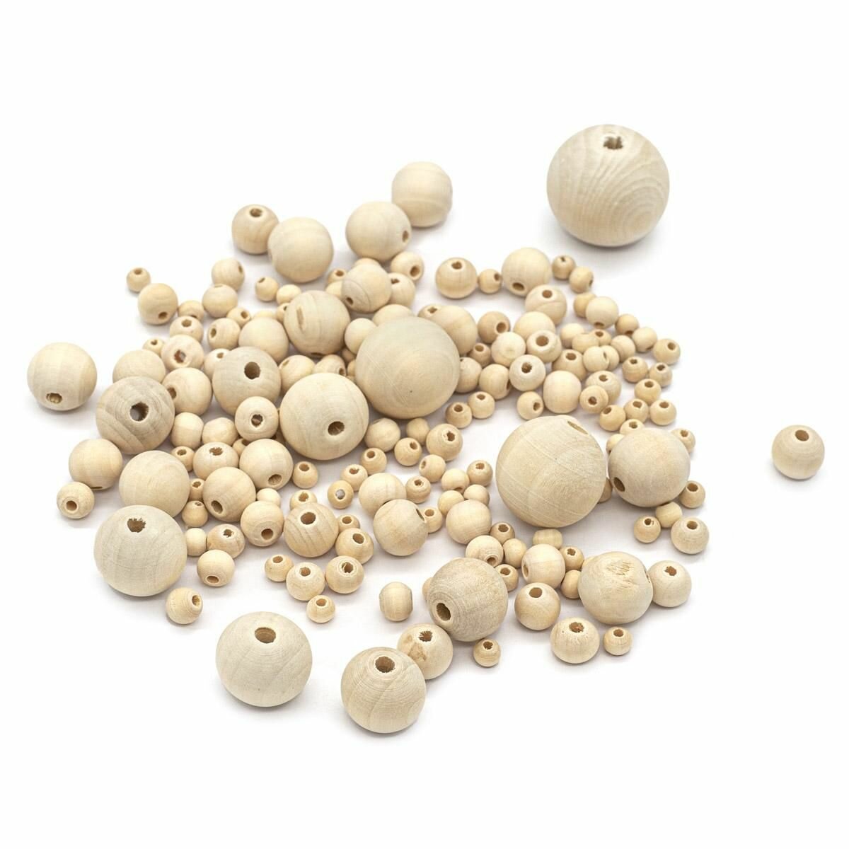 Бусины Astra&Craft Круглые, деревянные, неокрашенные, 6-30 мм, 168+-6 шт