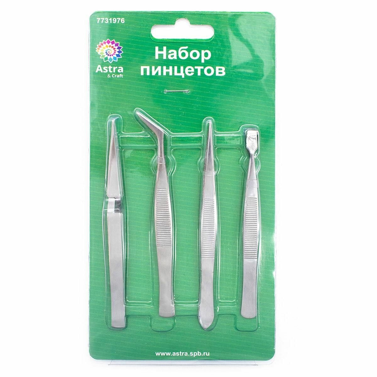 Пинцеты Astra&Craft Металл, XQ312, 4 шт