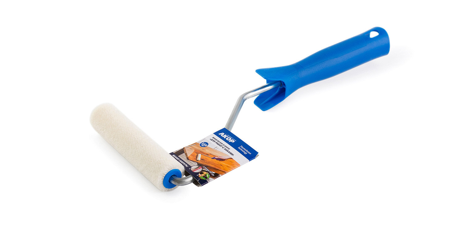 Валик-мини 150мм малярный велюр/шерсть Для работ с лаками длина ручки 30см / В205