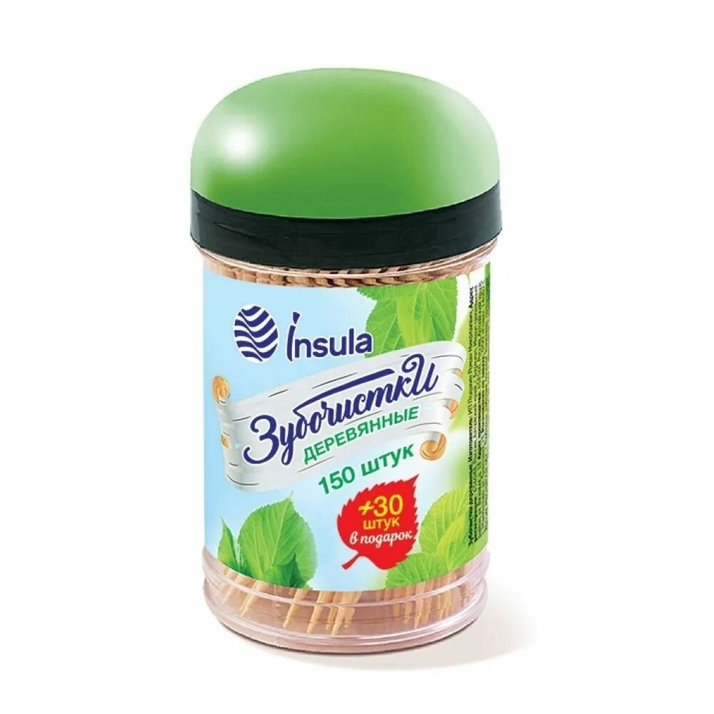 Зубочистки Insula Деревянные, в банке, 180 шт (990020)