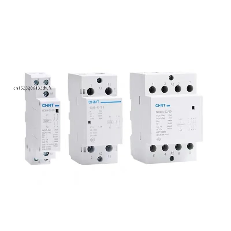 CHINT NCH8 20A 25A 40A 63A Din Rail AC контактор для дома 220V 230V 380V 400V 1NO1NC 2NO 2NC 4NO 1 одиночный 3 трехфазный