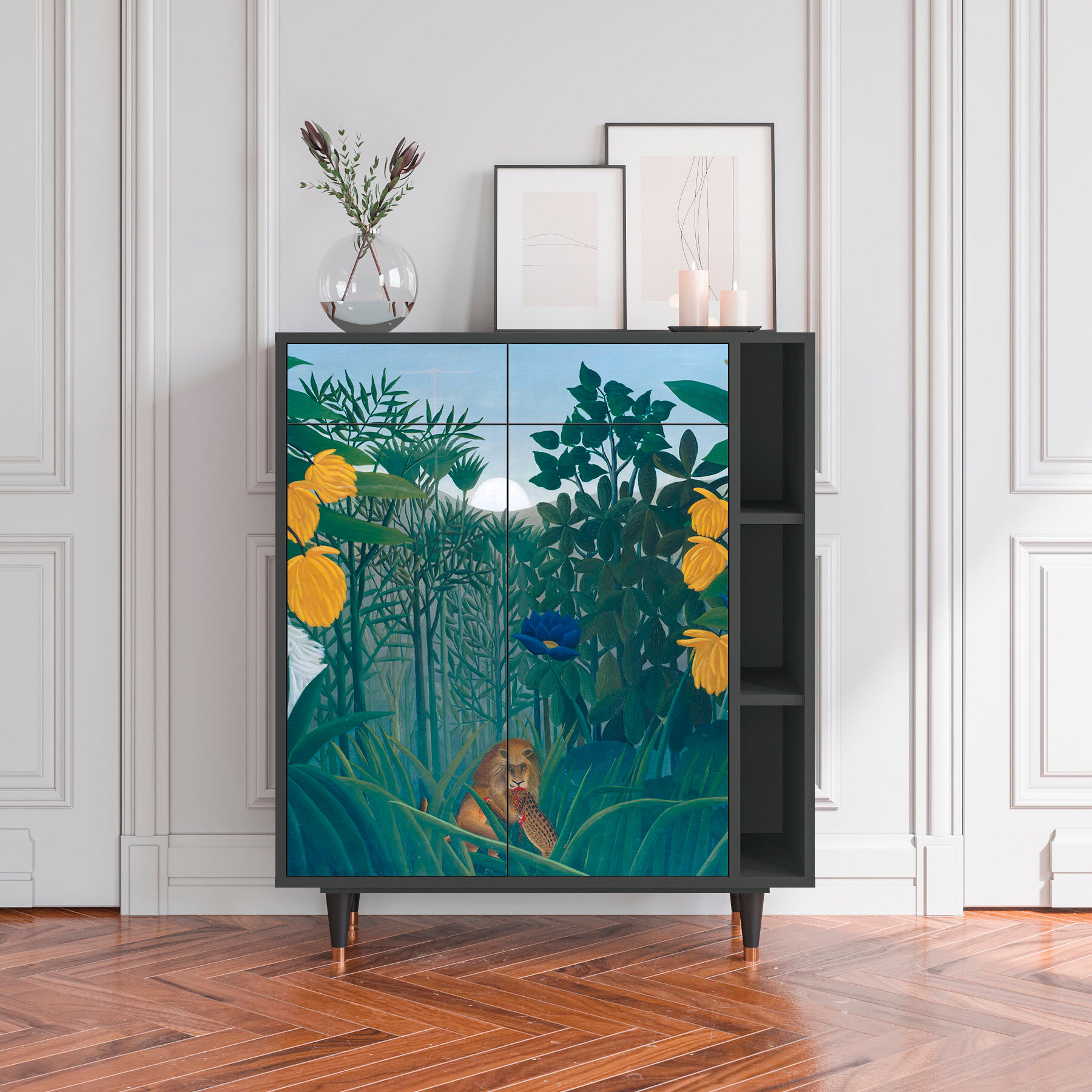 Комод - STORYZ - BS6 The Repast of the Lion by Henri Rousseau, Размер - 94 x 110 x 41 см, Цвет корпуса - , Антрацит