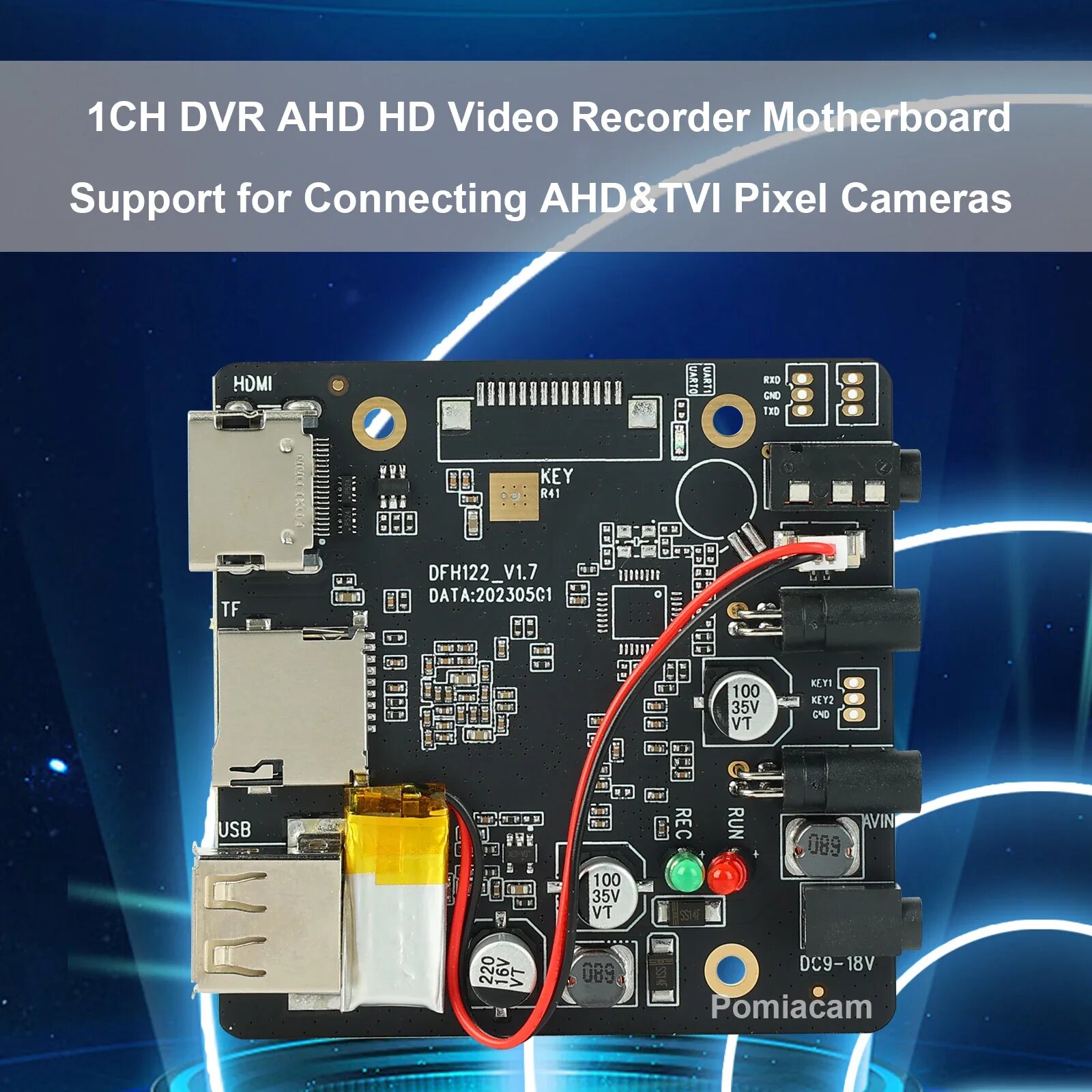 Мини-видеорегистратор с дистанционным управлением и выходом HDMI 1080P для камер AHD и TVI Материнская плата DMA122 Камеры AHD TVI Запись аудио и видео