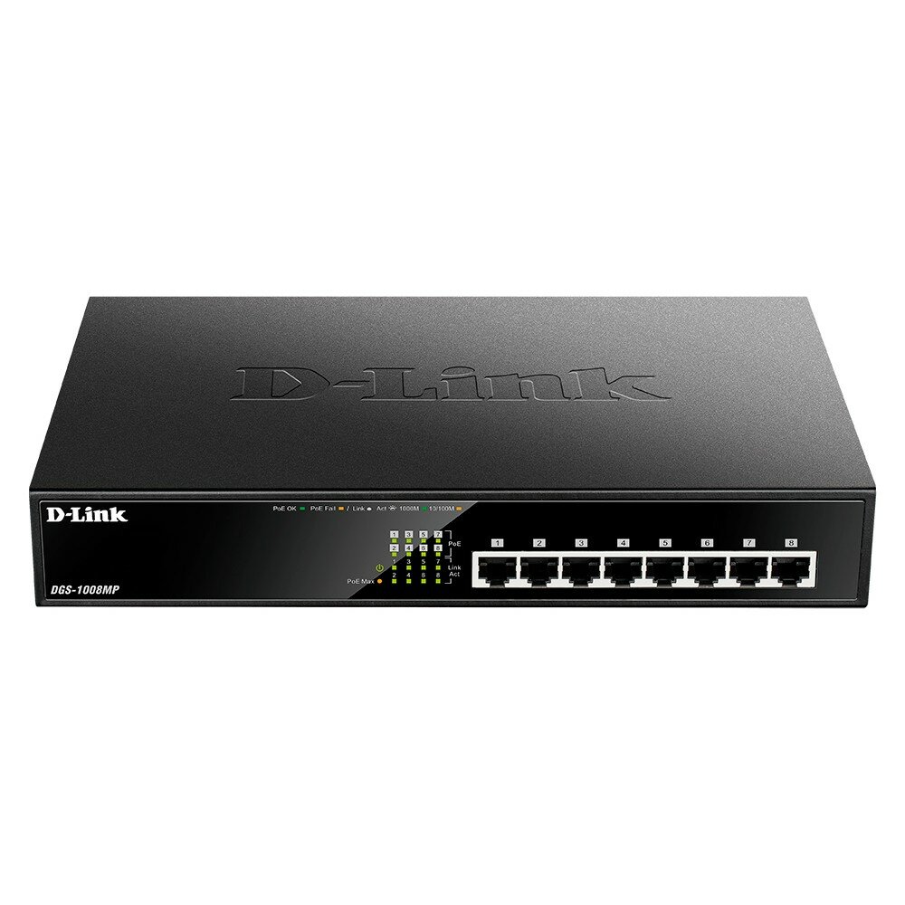 Коммутатор DGS-1008MP D-Link Для малых рабочих групп