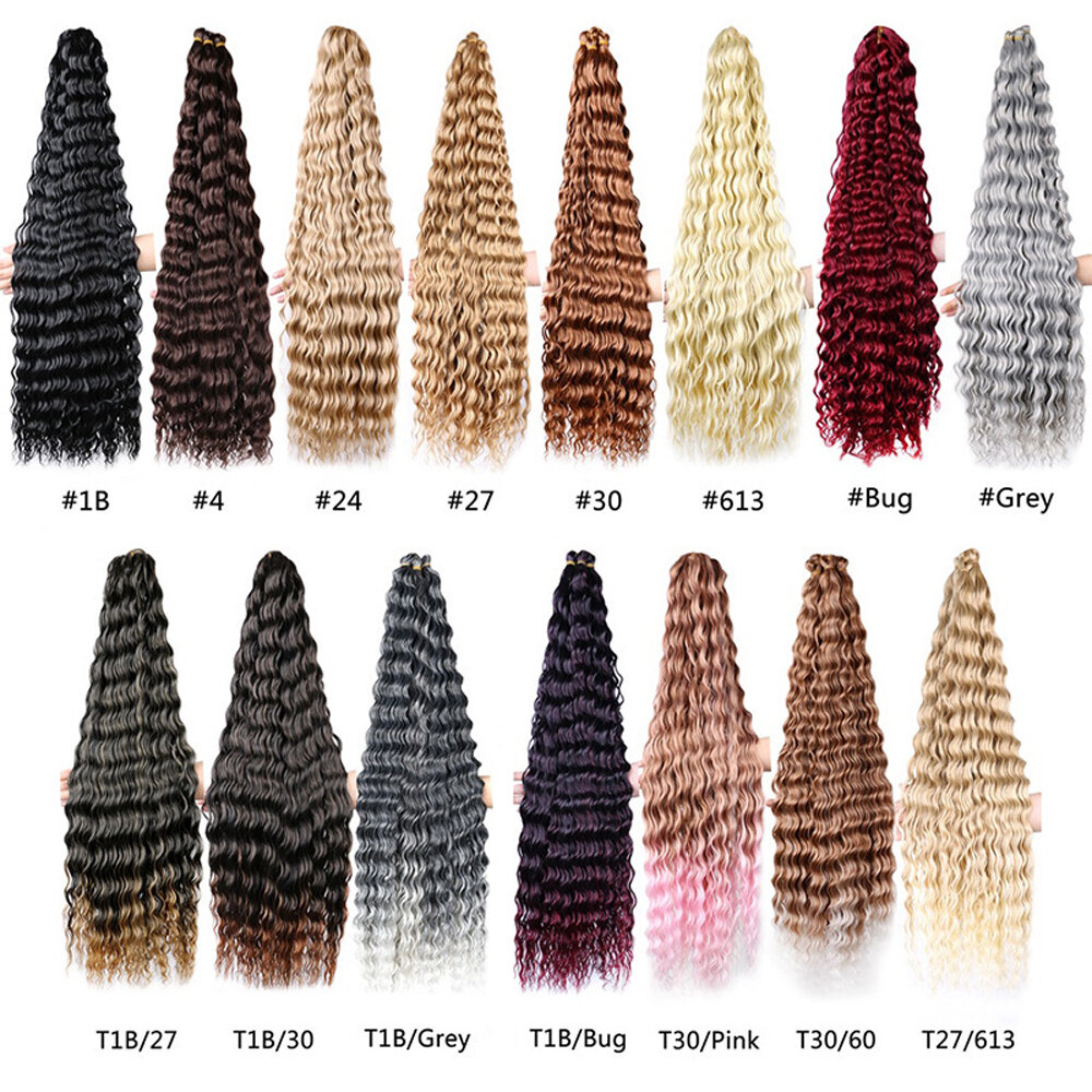 Волосы крючком 30 дюймов глубокая волна объемные волосы плетение волосы вьющиеся волосы крючком натуральные синтетические волосы для женщин девочек