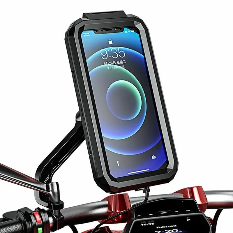 Держатель телефона Kewig M18L-A2 6-7 inch с беспроводной зарядкой Qi 15W / USB Type C на руль мотоцикла, велосипеда, скутера, самоката, квадроцикла, снегохода