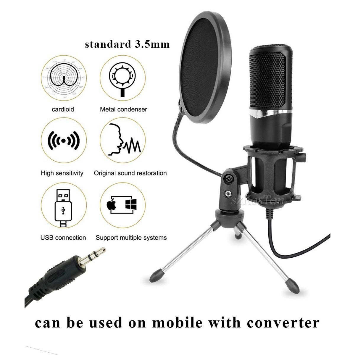 Микрофон M08A 3,5 мм с конденсаторным микрофоном на стойке, полный комплект для конференций 3,5 мм, дистанционного обуче
