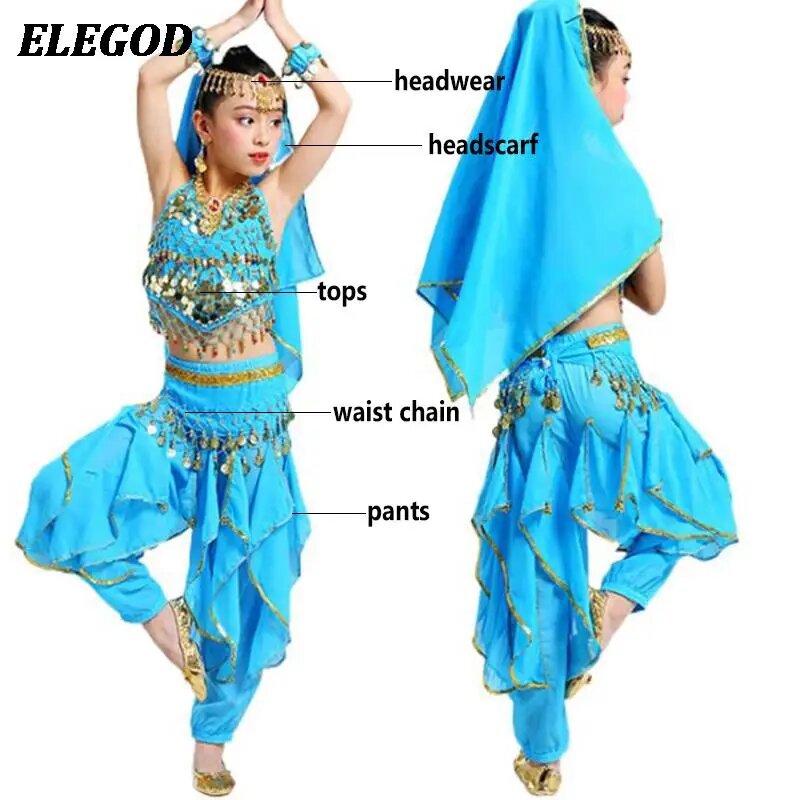 Детский костюм для танца живота М, 5pcs Lake Blue