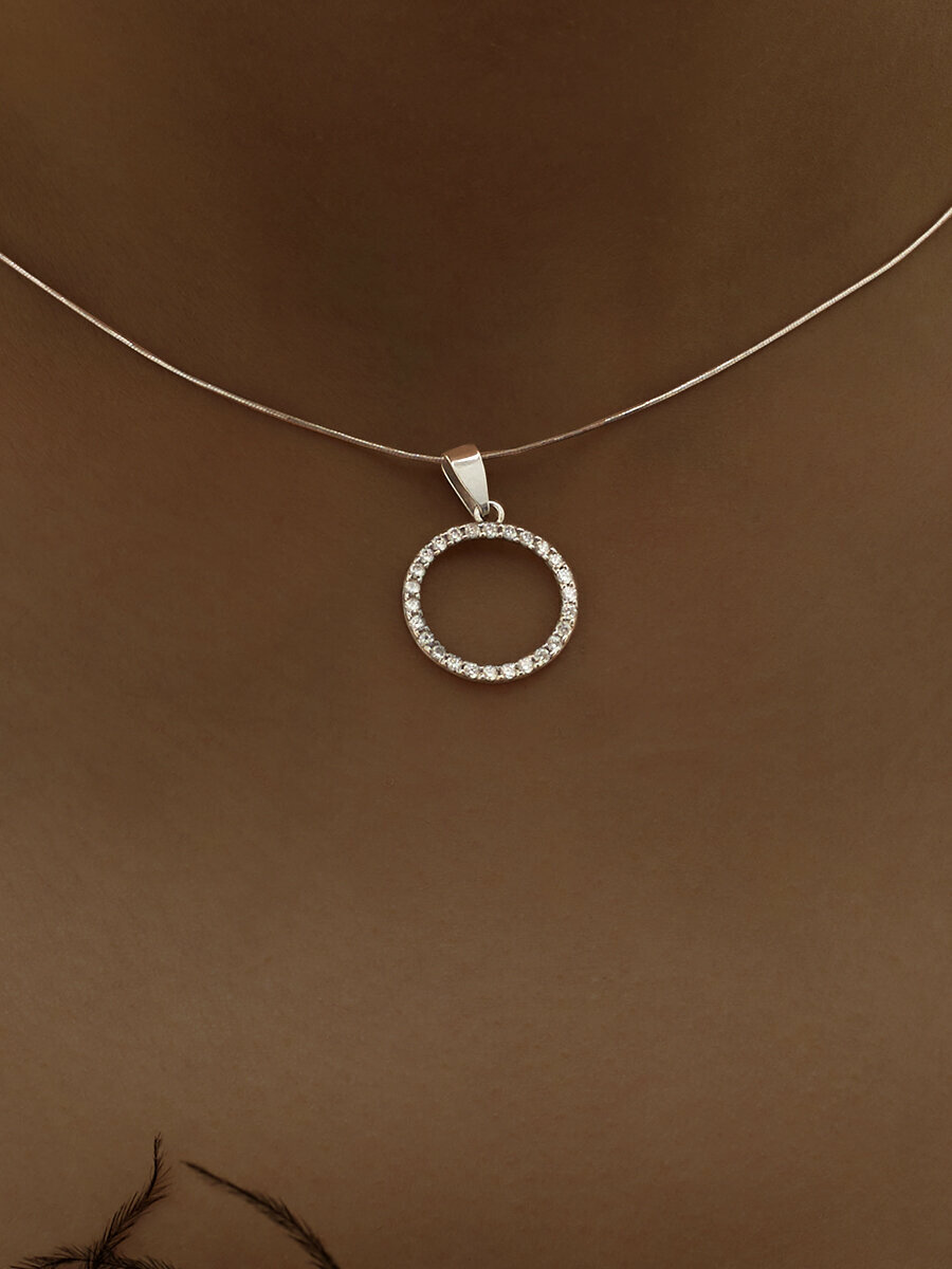 Подвеска, серебро, 925 проба, родирование, фианит