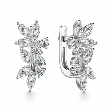 Серьги, серебро, 925 проба, фианит