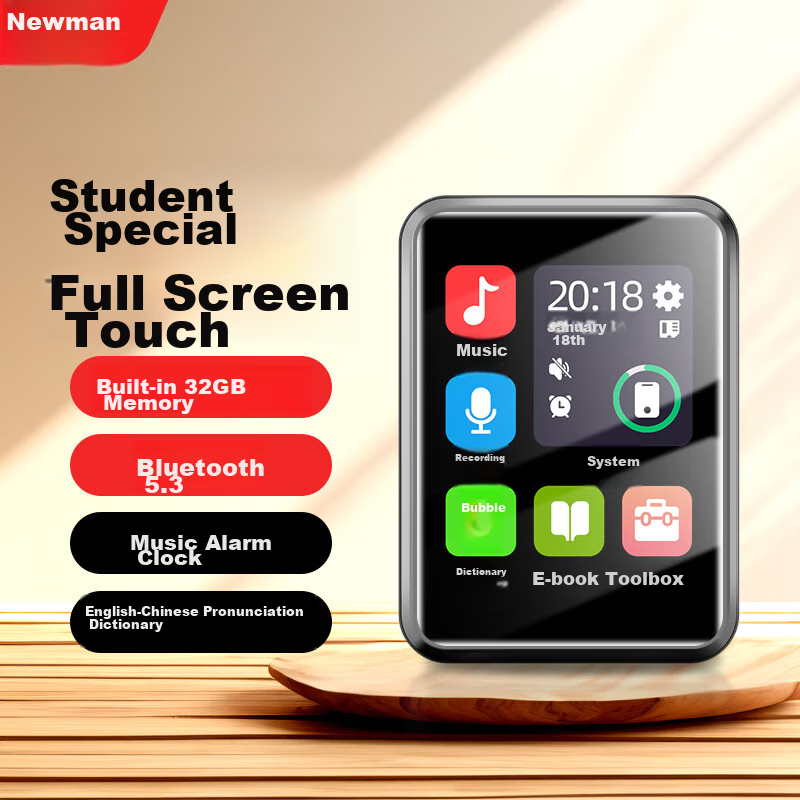 Newman A18 32GB MP3/MP4 Player, Lossless Music Portable Player, Student Dictionary E-Book, Voice Recorder, External Speaker, Bluetooth 5.3 English Listening And Repeating Device with Touchscreen