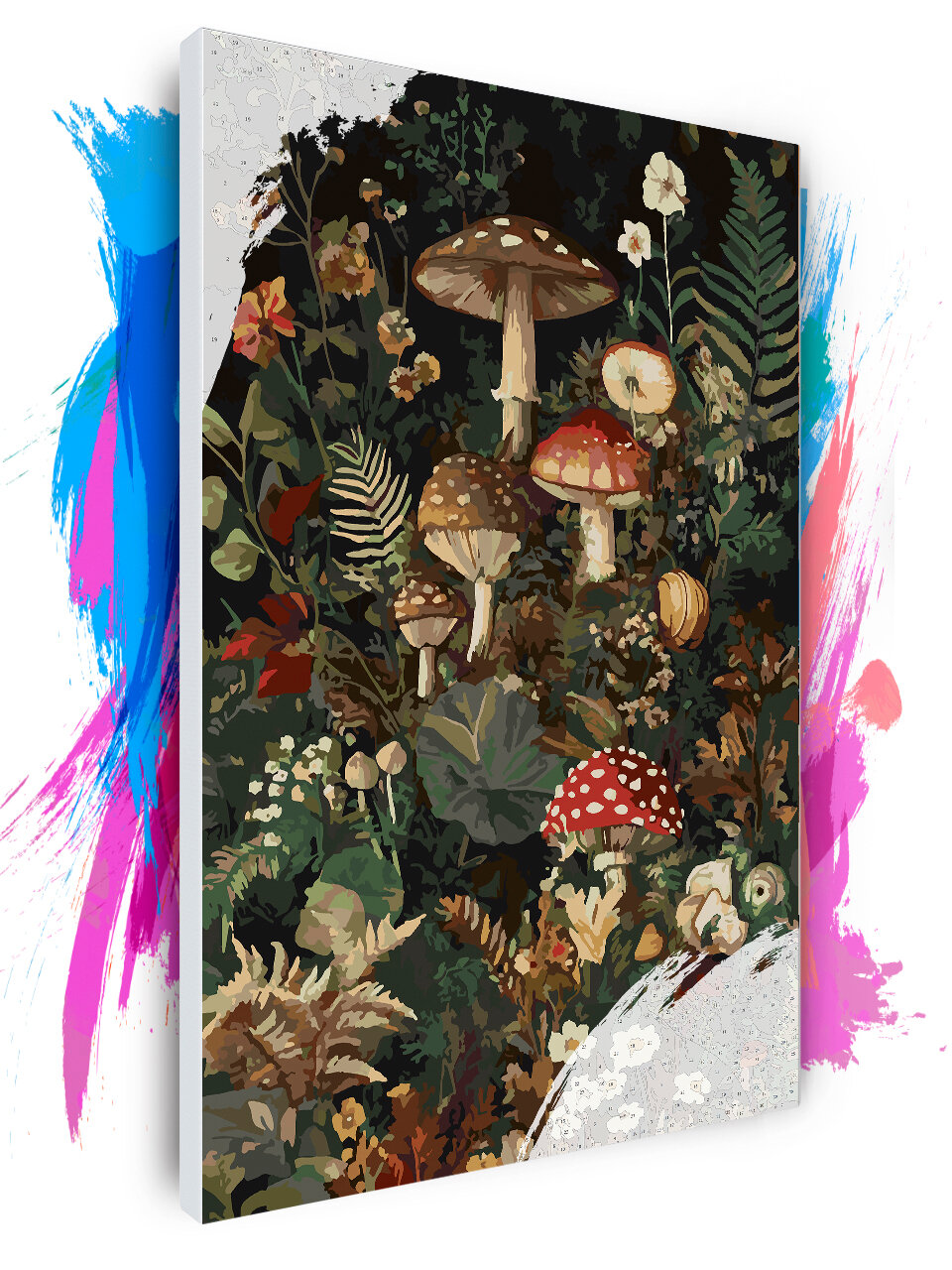 Картина по номерам на холсте Мухоморы папоротники и пр, 40 х 60 см