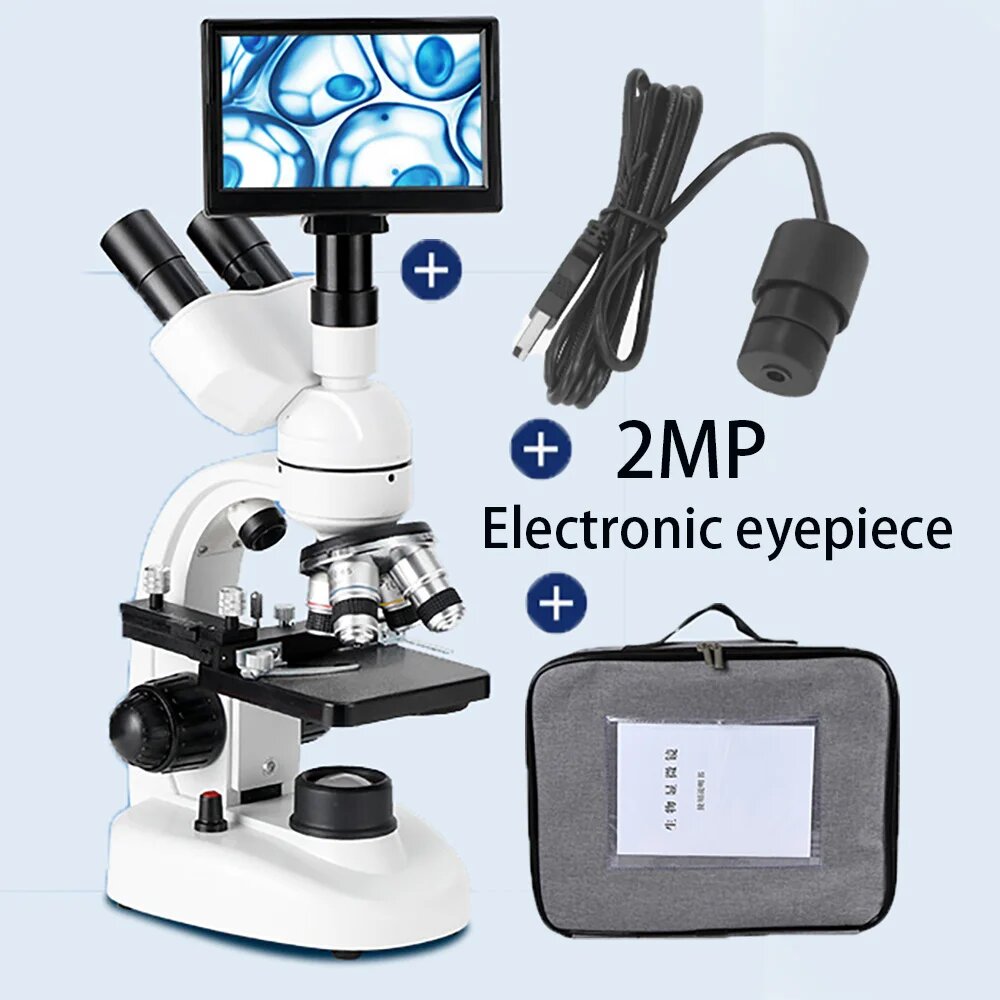 Оптический биологический микроскоп 5000X с высоким увеличением HD для фотографии средней школы, университета, научный микроскоп для спермы