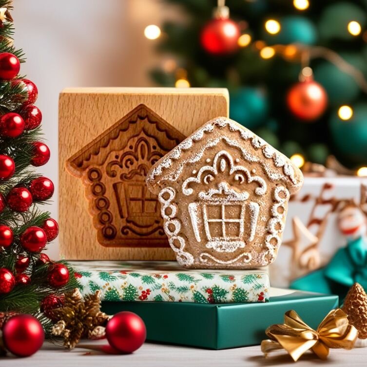 Деревянная форма для бисквитного песочного печенья, используемая для приготовления печенья в форме домика