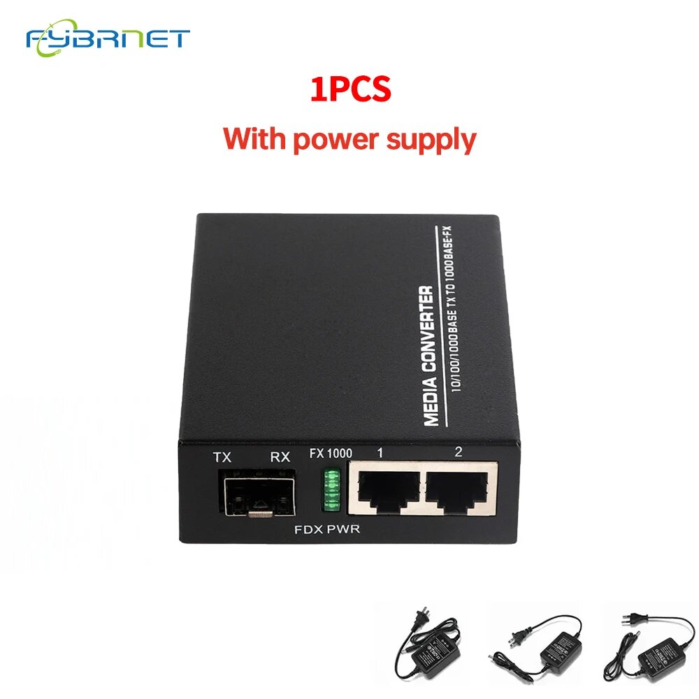 SFP 1.25G Оптоволоконный медиаконвертер 1SFP 2RJ45 Fast Ethernet RJ45 в SFP Оптоволоконный гигабитный медиаконвертер G1F2E