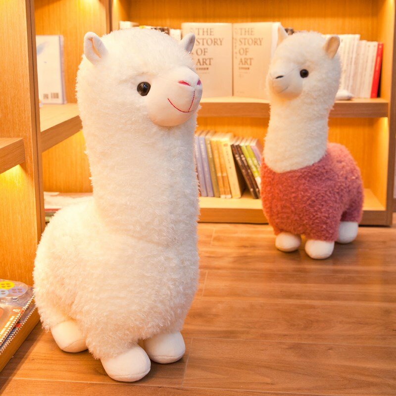 WELTSTON Plush Toy Cute Alpaca Stuffed Animal Pillow Birthday New Year Gift Doll Plush Toy Pillow White 38cm