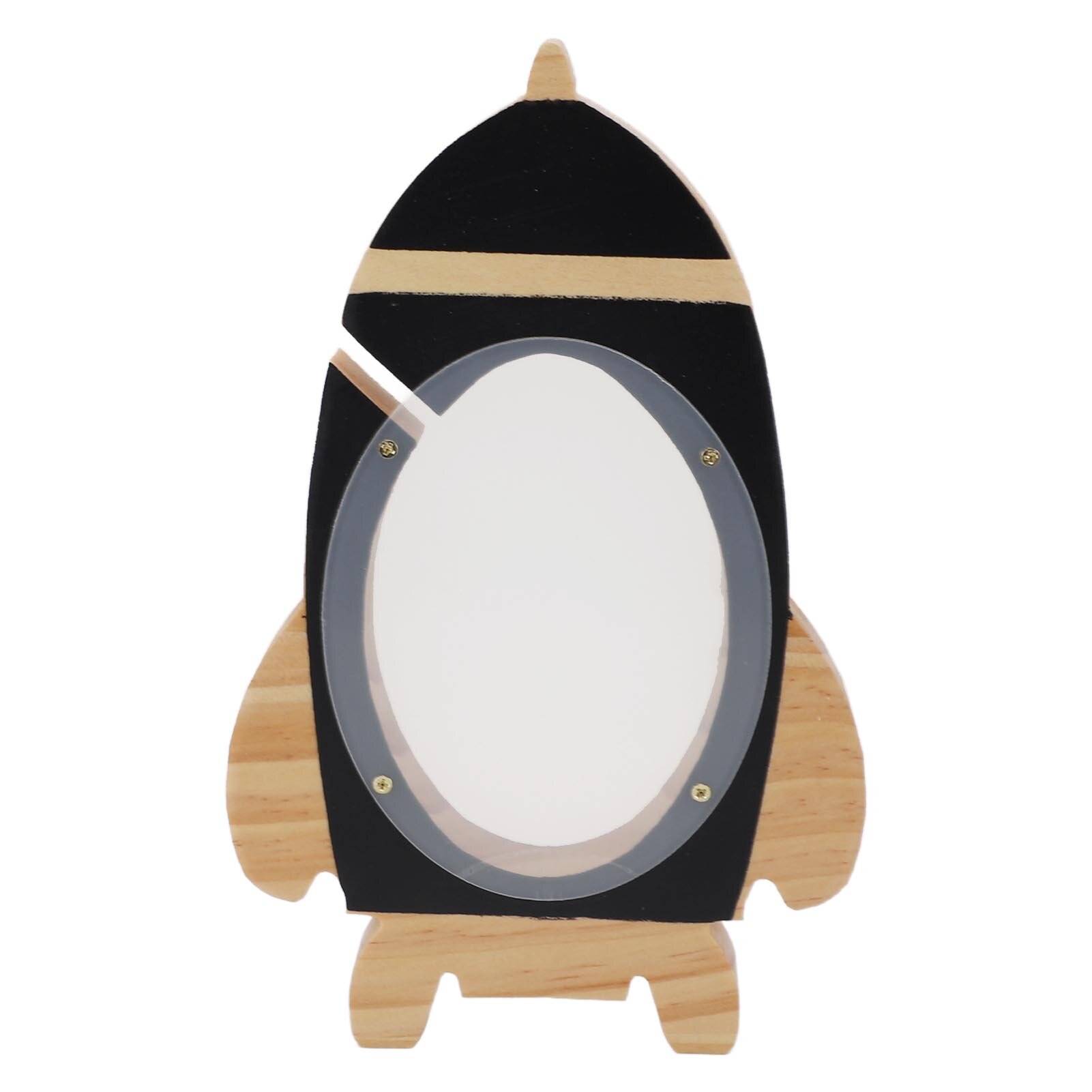 Деревянная полая копилка с космическим кораблем, милая креативная копилка с космическим кораблем для мальчиков и девочек, украшение для дома, черный цвет