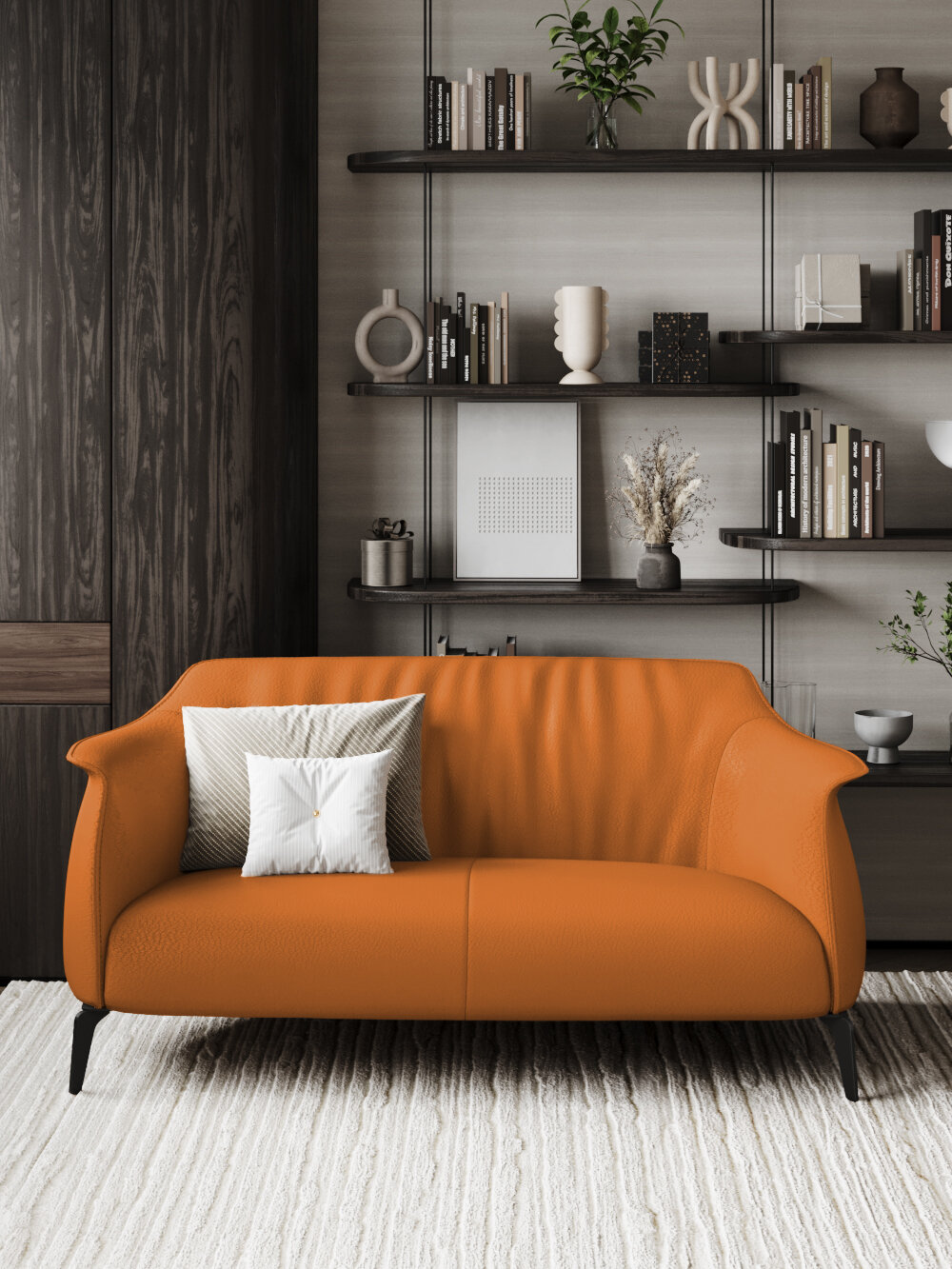 Диван дизайнерский BELLO, экокожа, цвет DISCOVERY MANGO, 144 х 63 х 79 см