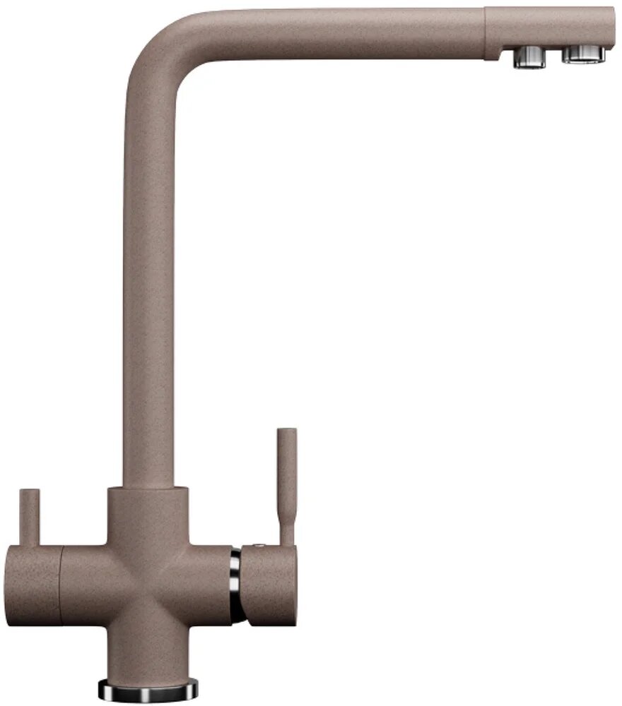 Смеситель для кухни Ulgran U-016 -302 с краном для питьевой воды, с поворотным изливом, бежевый, матовый, однорычажный, латунный, с керамическим картриджем