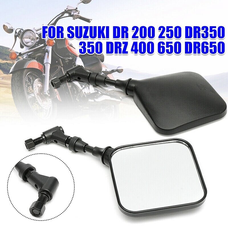 Мотоциклетные зеркала заднего вида для Suzuki DR 200 DR 250 DRZ 400 DR650 — 2 шт, 14x14 см, черные, правая резьба