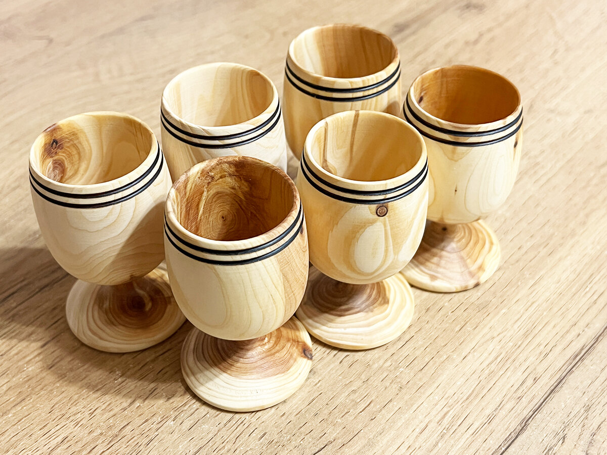 Рюмка деревянная из можжевельника набор 6шт