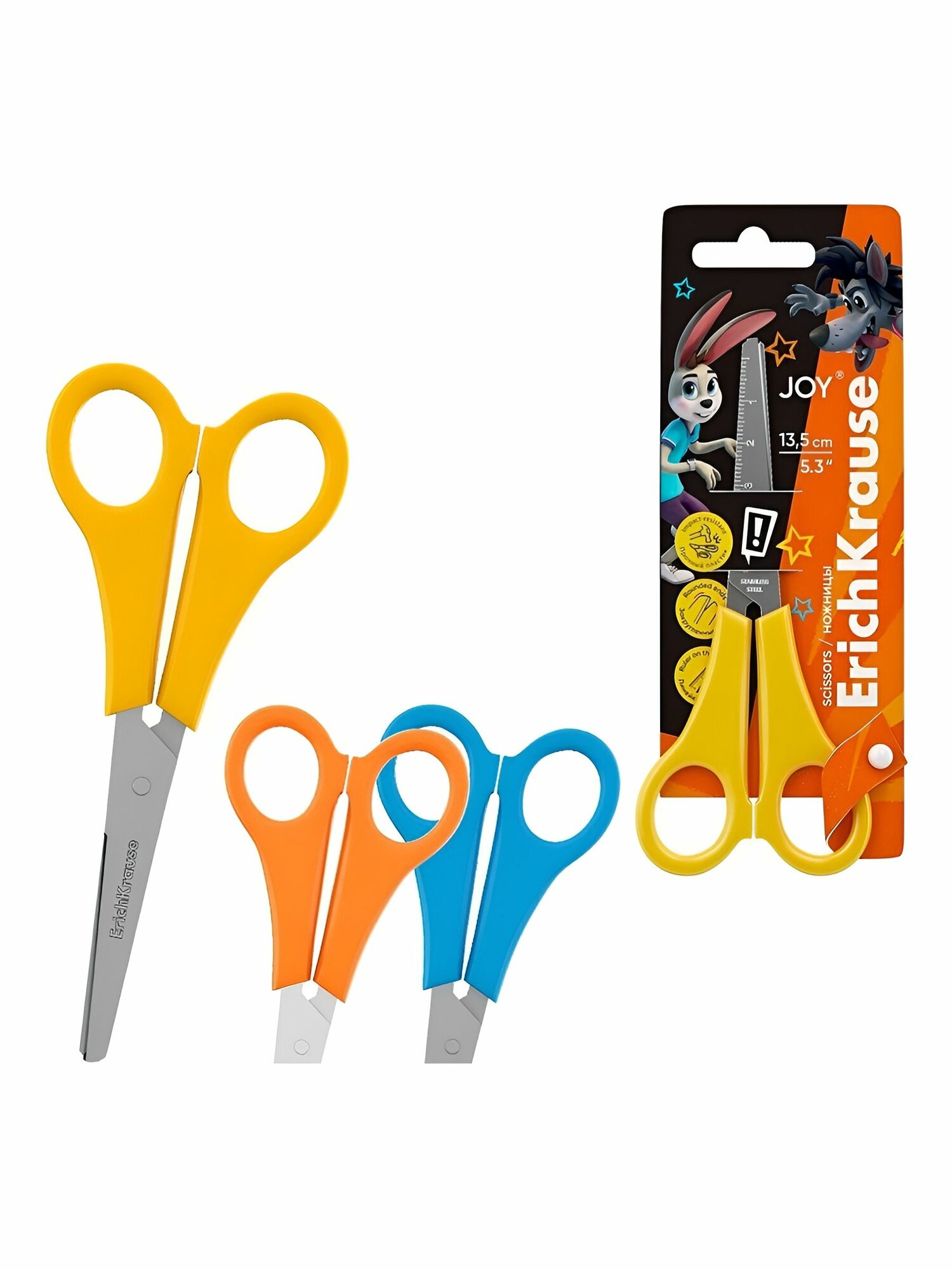 Ножницы Erich Krause JOY "Ну, Погоди! Каникулы", 13.5 см в блистере