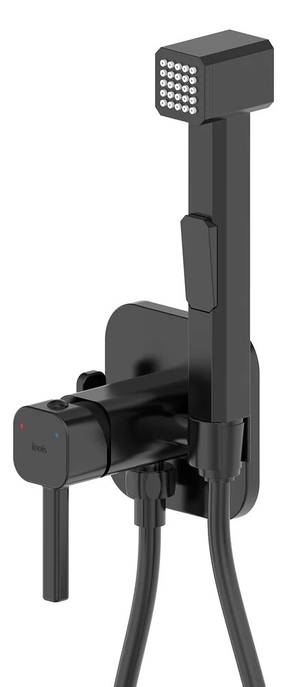 Гигиенический душ IDDIS Axes 004BLS0i08 встраиваемый, скрытого монтажа, со смесителем, черный, матовый, латунь, рычажный, смеситель для биде