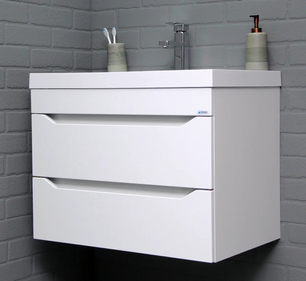 Тумба подвесная под раковину Айсберг, "Bazis 90" Ева с двумя ящиками В2
