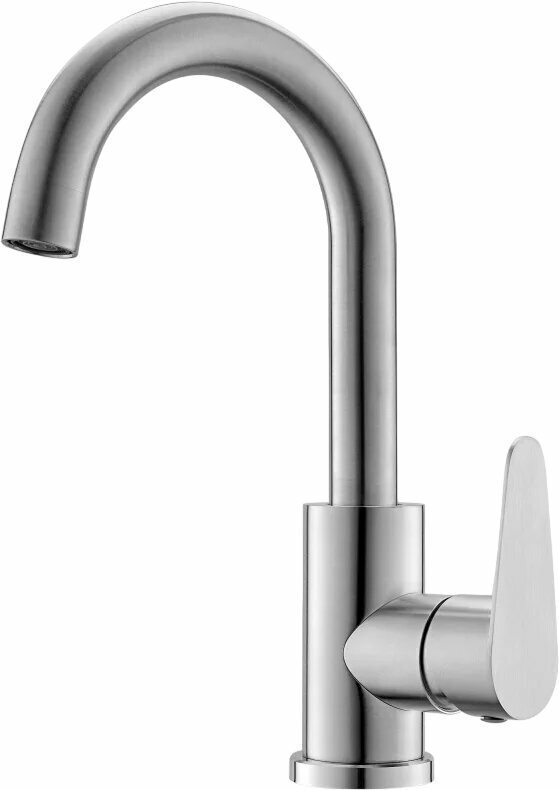 Смеситель для раковины Olive'S Steel ST1002 глянцевый, кран для ванной в раковину, из нержавеющей стали, рычажный, с керамическим картриджем, с функцией экономии расхода