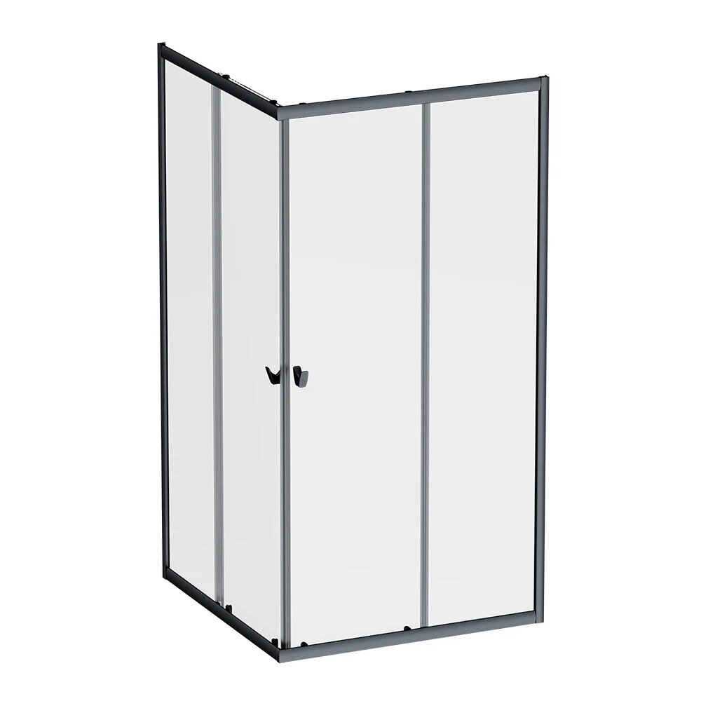 Душевой уголок AM.PM Sunny W87G-403-100100-BT без поддона, стеклянный, черный, 98x98, квадратный, раздвижной