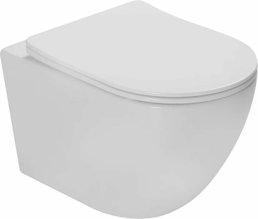 Унитаз подвесной Vincea Globo VT1-14ST с микролифтом, безободковый, без бачка, фарфоровый, антивсплеск, белый овальный