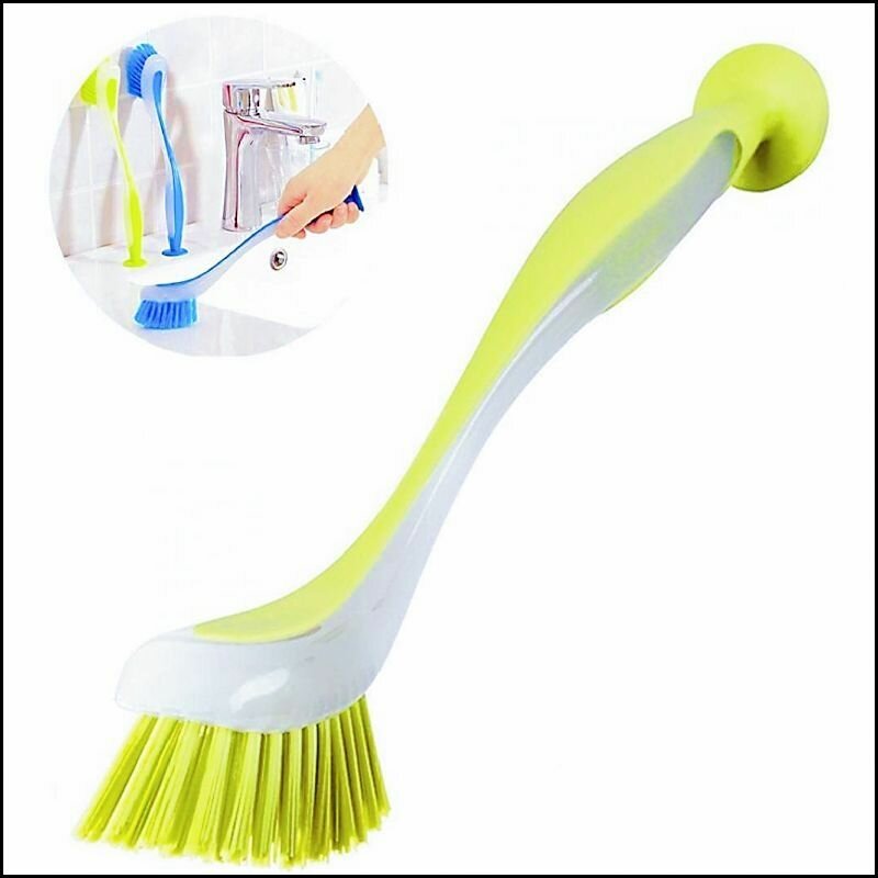 Щетка для мытья посуды с длинной ручкой и присоской, кухонная щетка для мытья посуды.