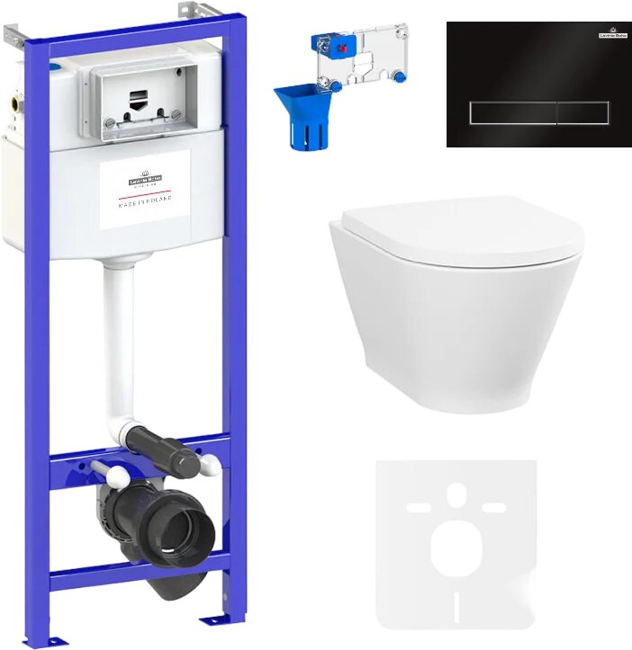 Комплект Lavinia Boho Унитаз подвесной Elegant Rimless 3308101R / Крышка-сиденье Elegant 33290700 с микролифтом / Инсталляция RelFix 38010010, Кнопка RelFix 380501MB матовая черная, хром, Дозатор RelFix 38040010