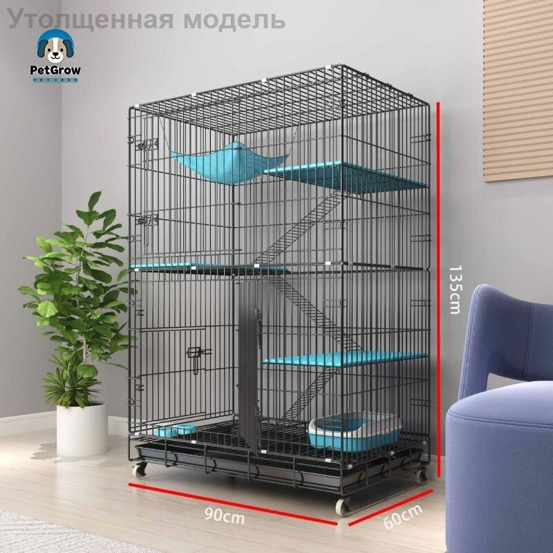 Огромная четырехэтажная клетка для кошек, большое открытое пространство и туалет,900*600*1350MM
