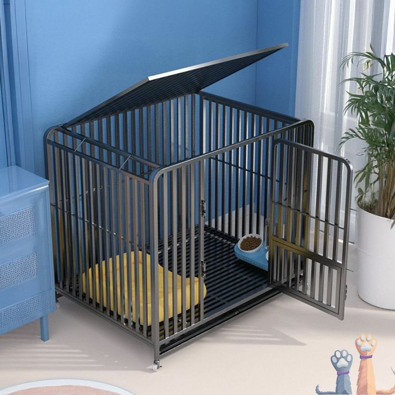 "CanineFort" Клетка для собак: на колесах и откидной крышей125*95*110