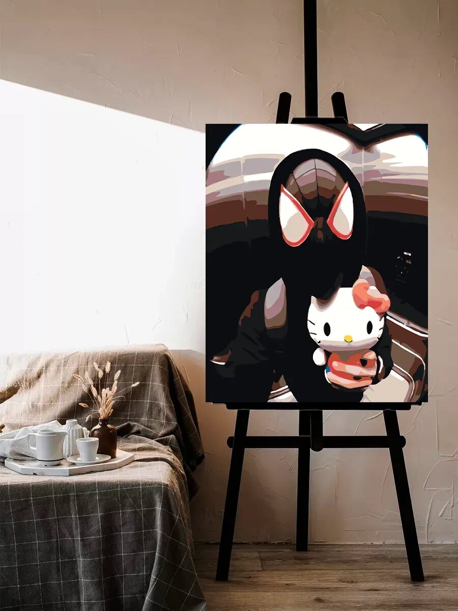 Картина по номерам Человек-Паук и Хеллоу Китти