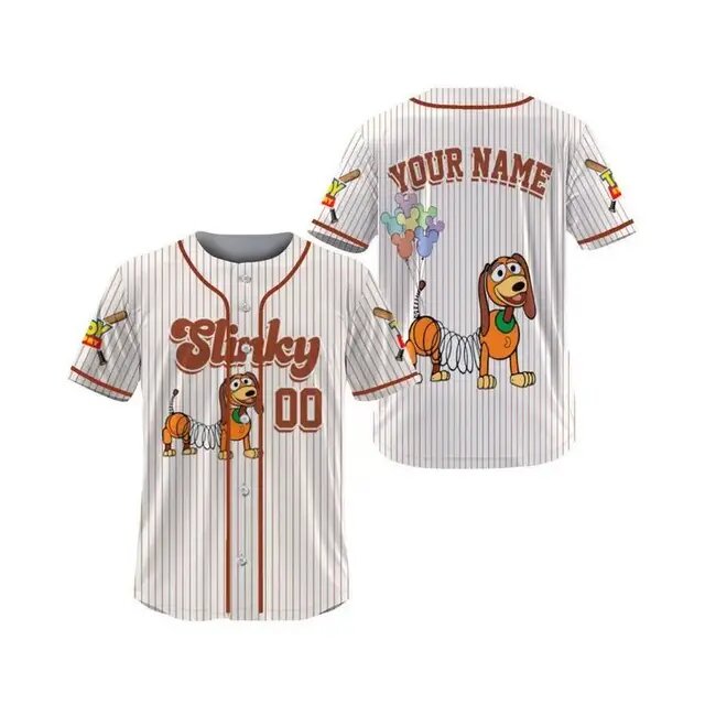 Персонализированная бейсбольная майка Disney Toy Story, бейсбольная майка, футболка команды "История игрушек" с воздушными шарами, семейная футболка Disneyland Kids