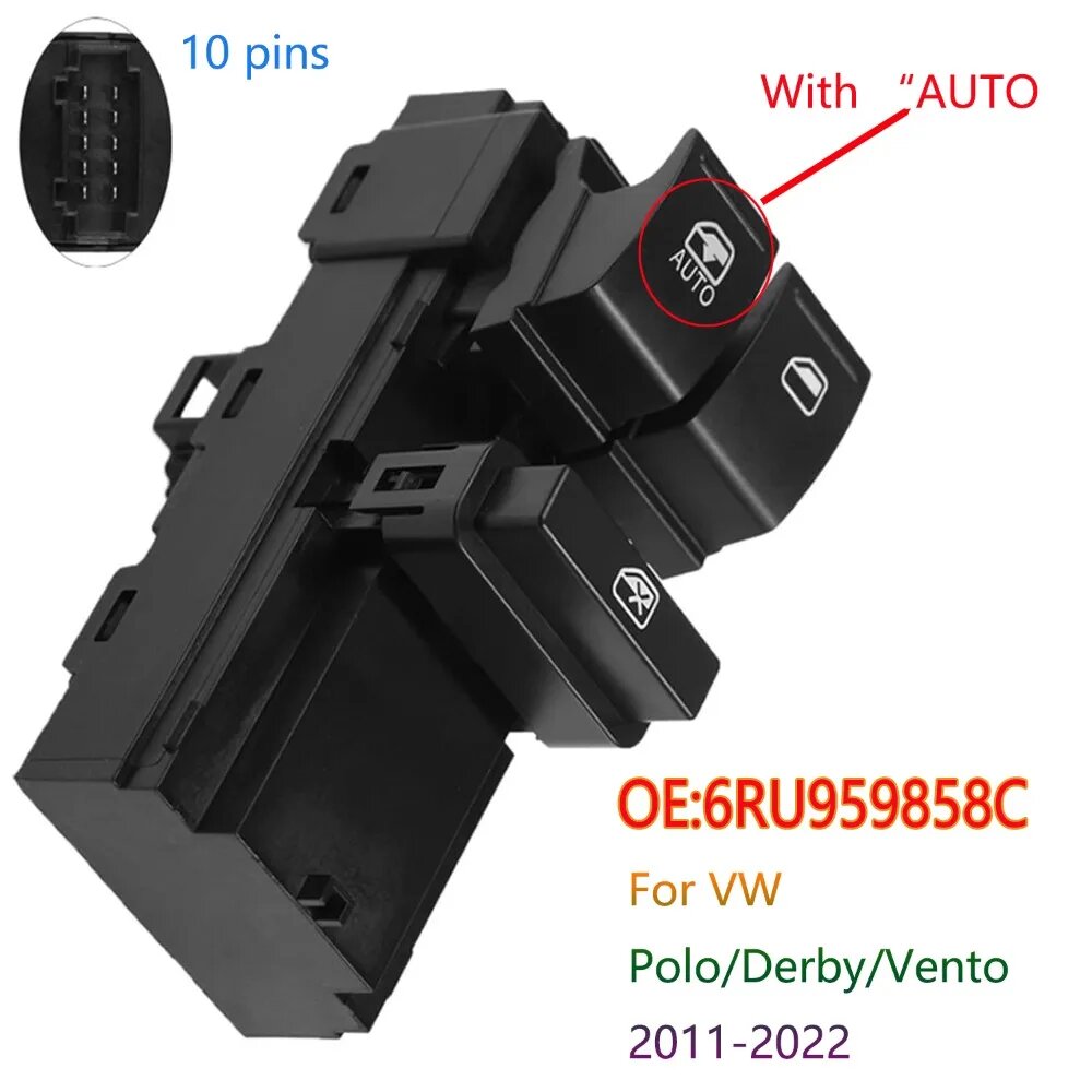 6RU 959858 C аксессуары для VW Volkswagen Polo Derby Vento 2011-2022 передний электрический переключатель стеклоподъемника, кнопка управления автозапчасти