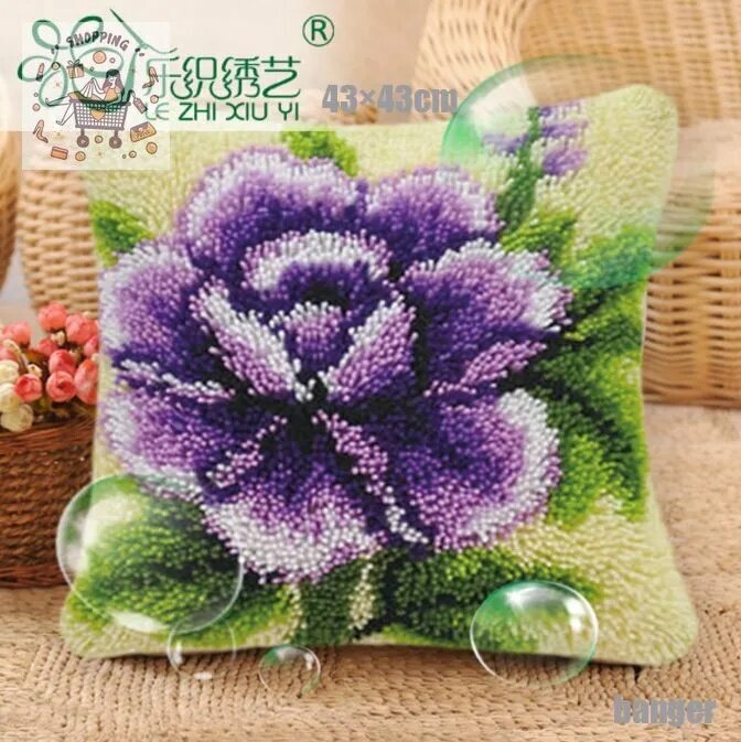 Ковровая вышивка набор для вышивания подушки /Красивые цветы/размером 43х43 см