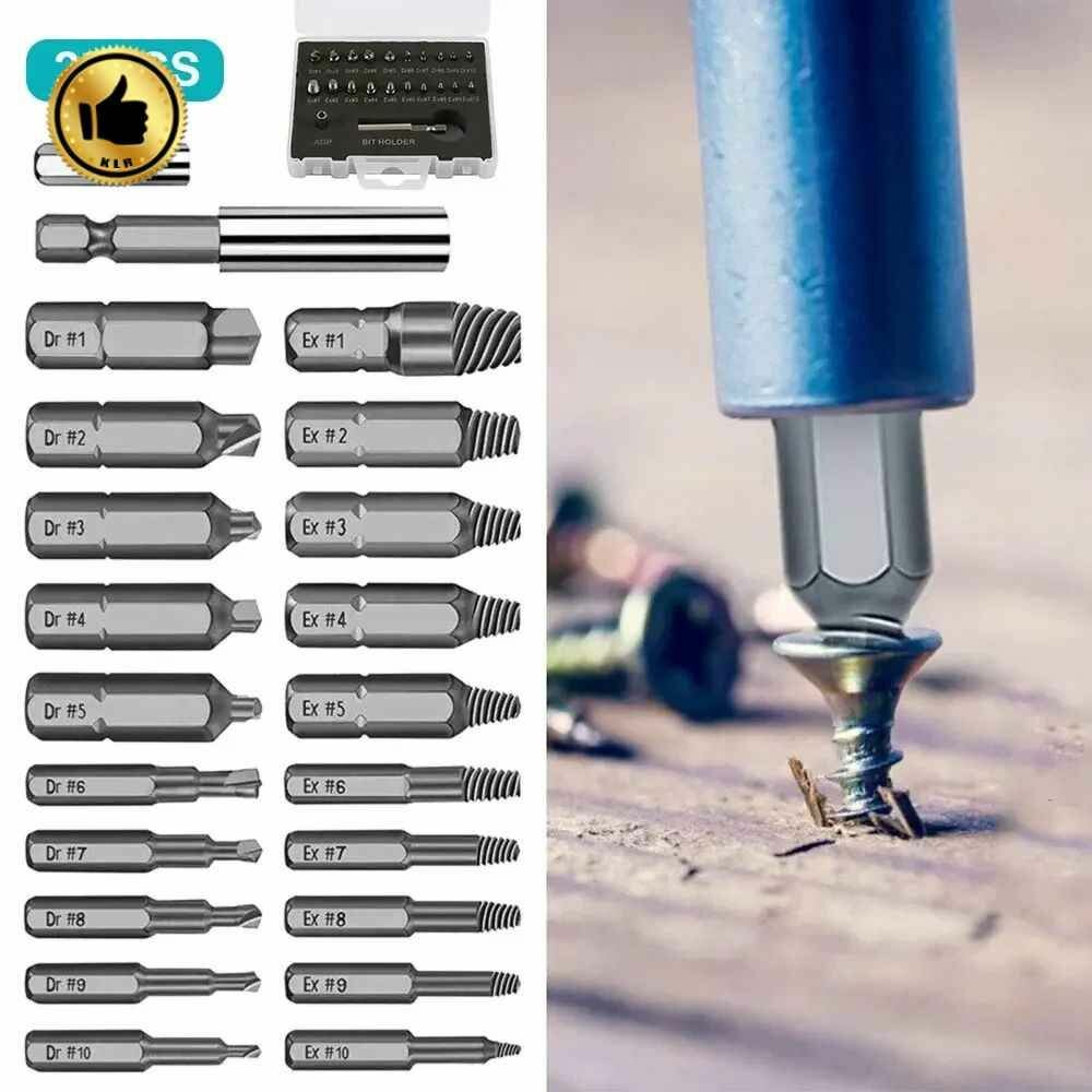 Набор сверл для извлечения поврежденных винтов, 22 шт, набор экстракторов для извлечения сломанных болтов, универсальный, Разделитель гаек